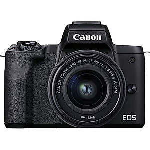 Canon Intl. EOS M50 Mark II Mirrorless Digital Camera with 15-45mm Lens Bundle (Black)+ EF-M 55-200mm f4.5-6.3 is STM Lens & 500mm Preset Lens + 32GB Memory + Filters + Monopod + Professional Bundle
