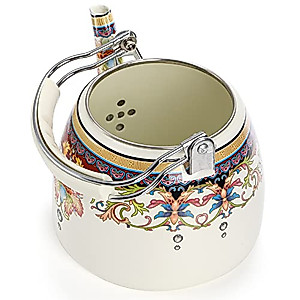 Yarlung 3.3L Enamel Tea Kettle with Tea Infuser, Vintage Floral Teakettle for Stovetop, Colorful Enamel on Steel Teapot with Handle for Hot Water, No Whistling