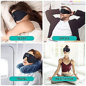 WIRIST Sleep Headphones, 3D Wireless Music Eye Mask for Sleeping, Thin Stereo Speakers for Insomnia Meditation Travel Sports Bluetooth Sleep Mask(Black)