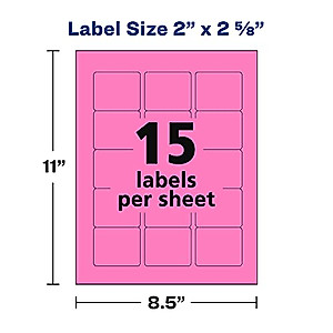 Avery Labels with Sure Feed, Assorted Bright Colors, 2" x 2-5/8", Laser/Inkjet, 150 Labels (4331)