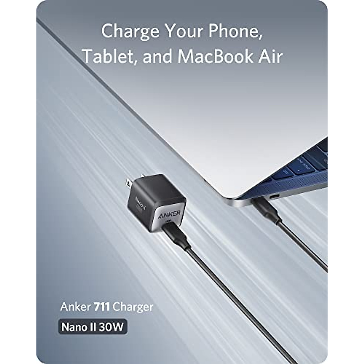Anker USB C Charger 30W, 711 Charger, Compact Fast Charger (Not Foldable) for MacBook Air/iPhone 13/13 Mini/ 13 Pro/ 13 Pro Max/ 12, Galaxy S21, Note 20, iPad Pro, Pixel, and More