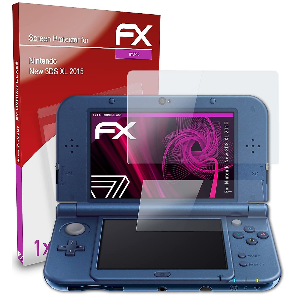 atFoliX Plastic Glass Protective Film compatible with Nintendo New 3DS XL 2015 Glass Protector, 9H Hybrid-Glass FX Glass Screen Protector of plastic (Set of 1)