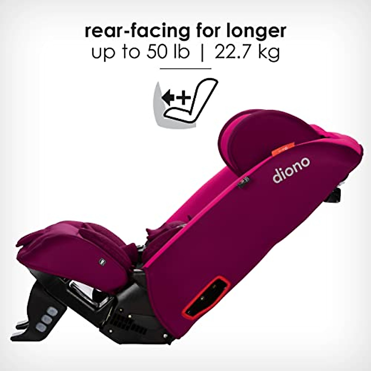 Diono Radian 3RXT, 4-in-1 Convertible Car Seat, Rear and Forward Facing, Steel Core, 10 Years 1 Car Seat, Ultimate Safety and Protection, Slim Fit 3 Across, Purple Plum