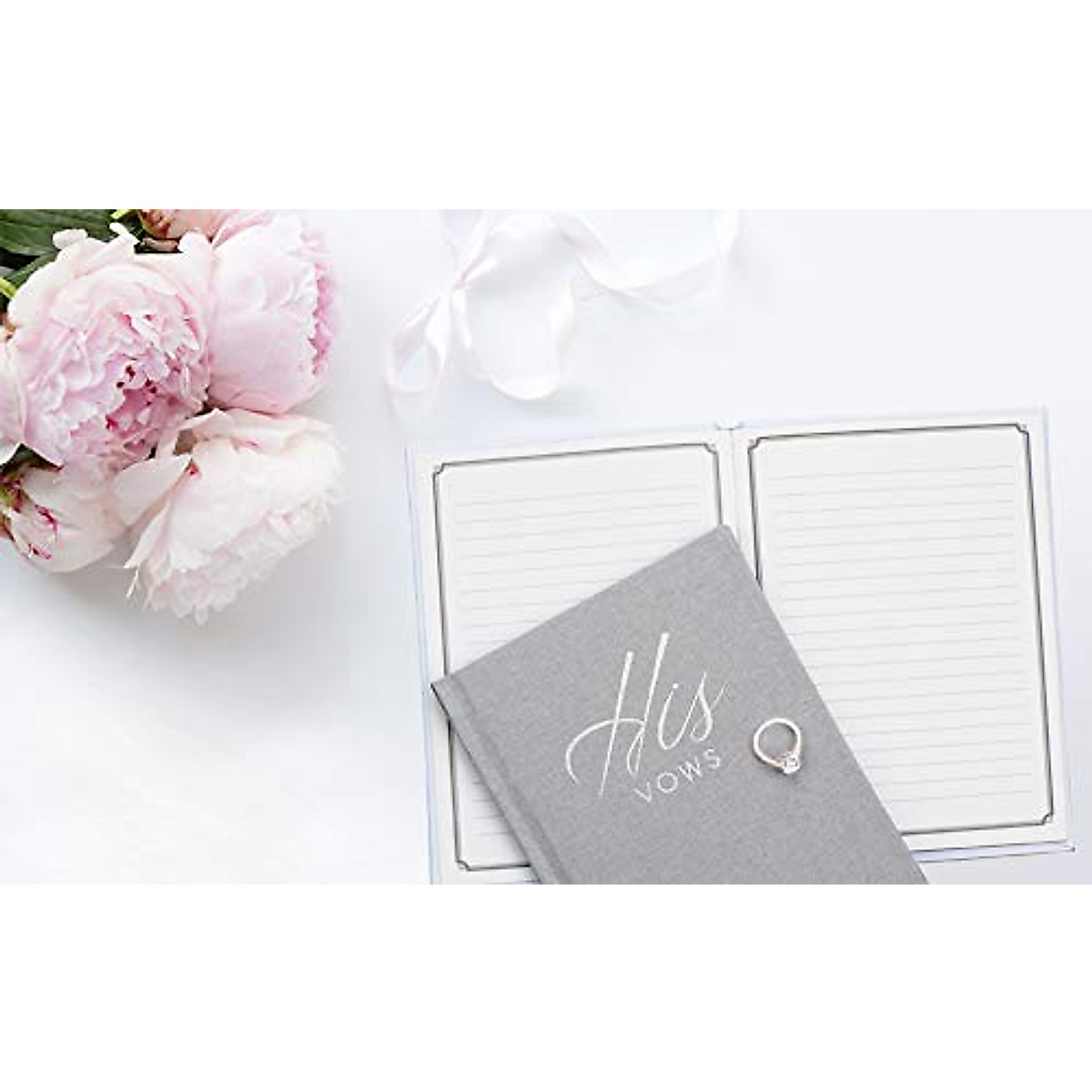 Wedding Vow Book Keepsakes (2 Book Set, His & Hers) Linen Hardcover - Bonus Wedding day Cards - Vow Renewal - Bridal Shower Gifts - Booklet - Journal - Future Mrs & Mr