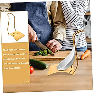 DOITOOL Integrated Spoon Rest Upright Spoon Rest Sturdy Spoon Holder Black Flatware Spoon Holder for Stovetop Ladle Delicate Spoon Holder Colander Stainless Steel Household