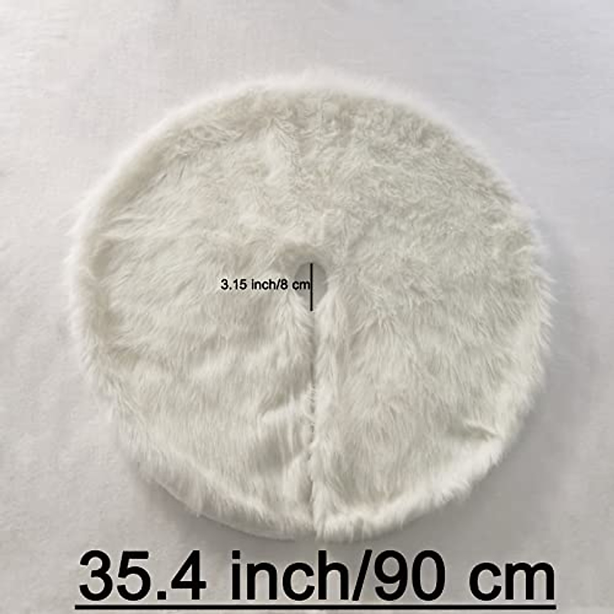 Bigomila Faux Fur Christmas Tree Skirt Snow White Xmas Tree Skirt Fluffy Christmas Tree Mat Plush Christmas Tree Skirt Decoration Xmas Trees Ornaments (35.4 inch)