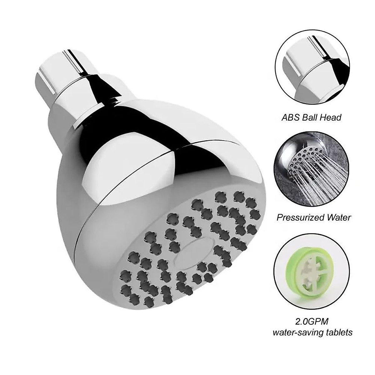 High Pressure Fixed Shower Head 3 Inch Saving Water Chrome Anti-leak Shower Head For Powerful Water Rain Easy Installation for Relaxing and Comfortable Shower Experience