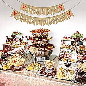 Jute Burlap Crawfish Boil Happy Birthday Banner Rustic Summer Lobster Photo Booth Backdrop Decoration