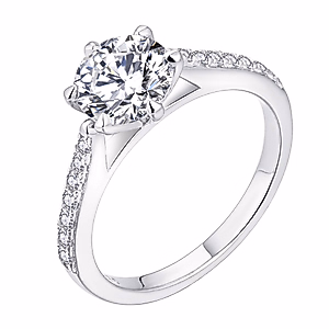 JO WISDOM Women Ring,925 Sterling Silver Engagement Wedding Promise Ring with 7mm 5A Cubic Zirconia,Jewelry for Women