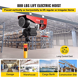 VEVOR 880LBS Electric Winch, Steel Electric Lift, 110V Electric Hoist With Wireless Remote Control