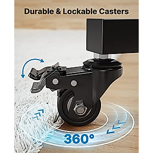 HUANUO TV Stand with Power Outlet, Rolling TV Stand for 32-85 Inch Flat/Curved LED TVs, Tilt TV Cart with Adjustable Shelf, Mobile TV Stand on Wheels Holds up to 132 lbs Max VESA 600x400mm HNTVMC01