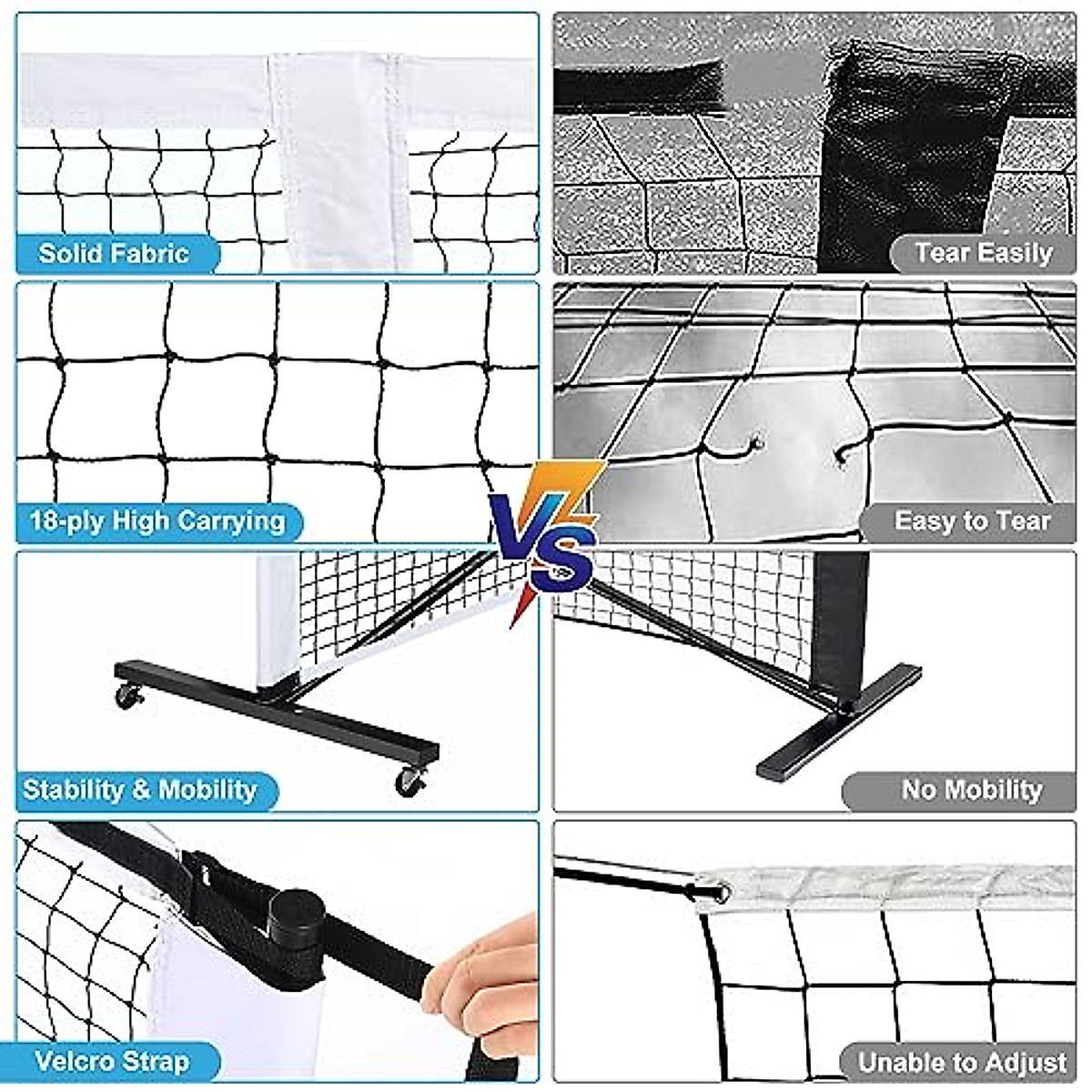 X-ACE Pickleball Net Set with Wheels for Home22FT Regulation Size Portable Pickleball Net for Driveway,Steady Matte Steel Frame (Net with Wheels)
