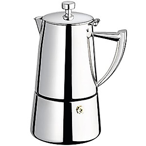 CUISINOX Stainless Steel 6-Cup Moka Pot Espresso Coffee Maker and 6 Roma Espresso Cups, 7-Piece Set