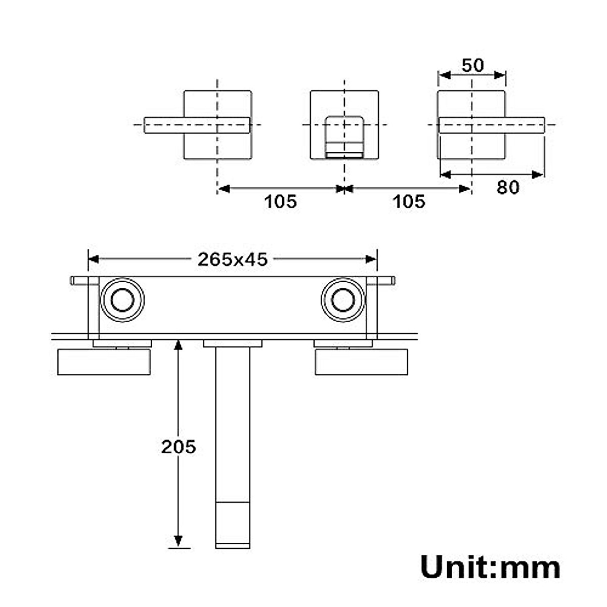 ItoNc Bathtub Faucet Set, Wall-Mounted Copper Black Hot and Cold Washbasin Faucet, Matte Black/Chrome,Copper,Kitchen faucets