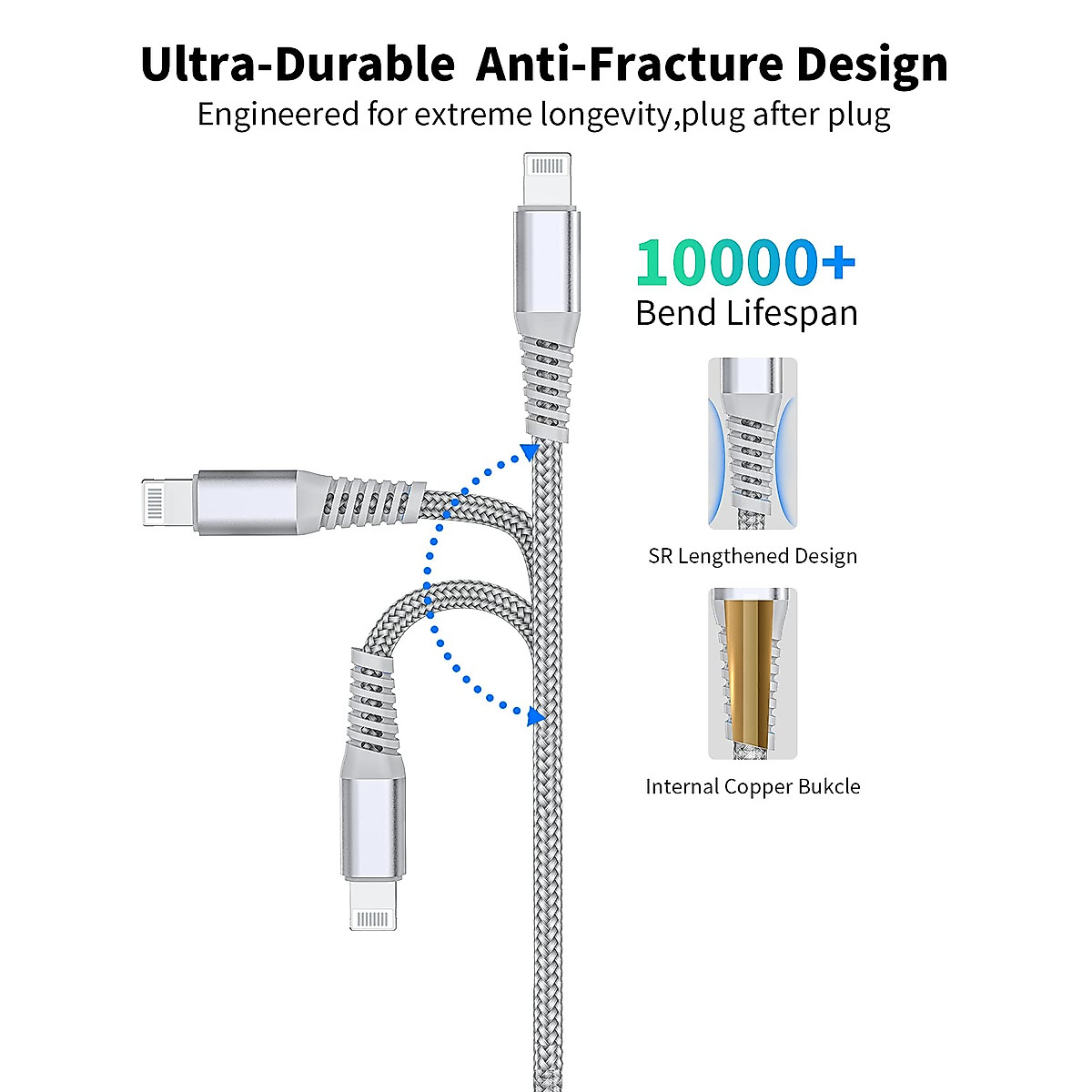 iPhone Charger, [MFi Certified] Lightning Cable 3Pack 8inch Nylon Braided iPhone Charger Cable 2.4A Short USB Fast Charging Data Sync Transfer Cord for iPhone 14 13 12 11 XS XR X 8 7 iPad iPod