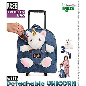 Unicorn Rolling Backpack for Girls, Kids Suitcase with Wheels, Kids Luggage, Toddler Suitcase