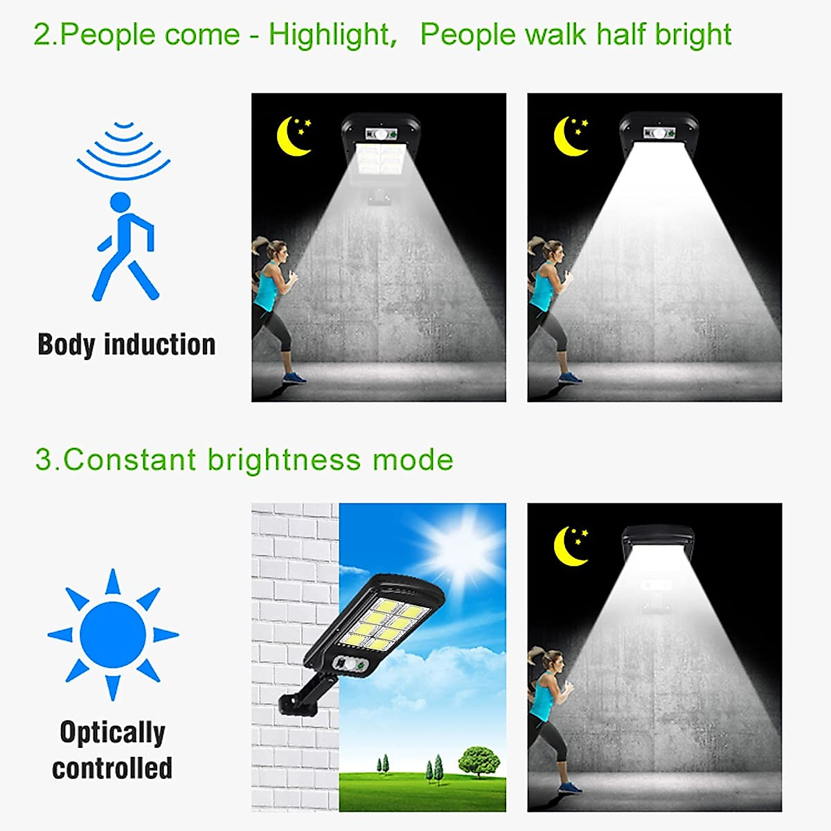 SISHUINIANHUA 1200W Solar Street Lamp Outdoor Street Lights 160COB LED Waterproof Solar Light PIR Motion Sensor Remote Control Garden Lamp