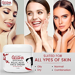 OMIC Geisha Kojic Acid Cream - 1.7 fl oz / 50 ml - Skin Brightening Cream for Face, Body, Hands - with Glycolic Acid