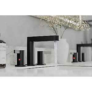 Black Bathroom Faucet 3 Hole, KPAIDA 8 Inch Widespread Bathroom Faucets for Sink 3 Hole Matte Black Bathroom Sink Faucet with Pop Up Drain and Water Supply Lines