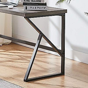 HSH Rustic Grey Computer Desk, Metal and Wood Home Office Desk, Industrial Modern Vintage Work Study Writing Table for Livingroom Bedroom, Farmhouse Oak PC Desk, Wooden Computer Table, Gray 47 Inch