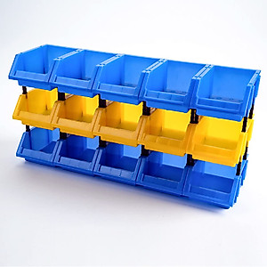 Stackable Storage Box Stackable Storage Bins Stacking Bin Storage Containers Rack Organizer Bin Tool Boxes Garage Bin Stackable Bins for Tool Hardware (Blue)