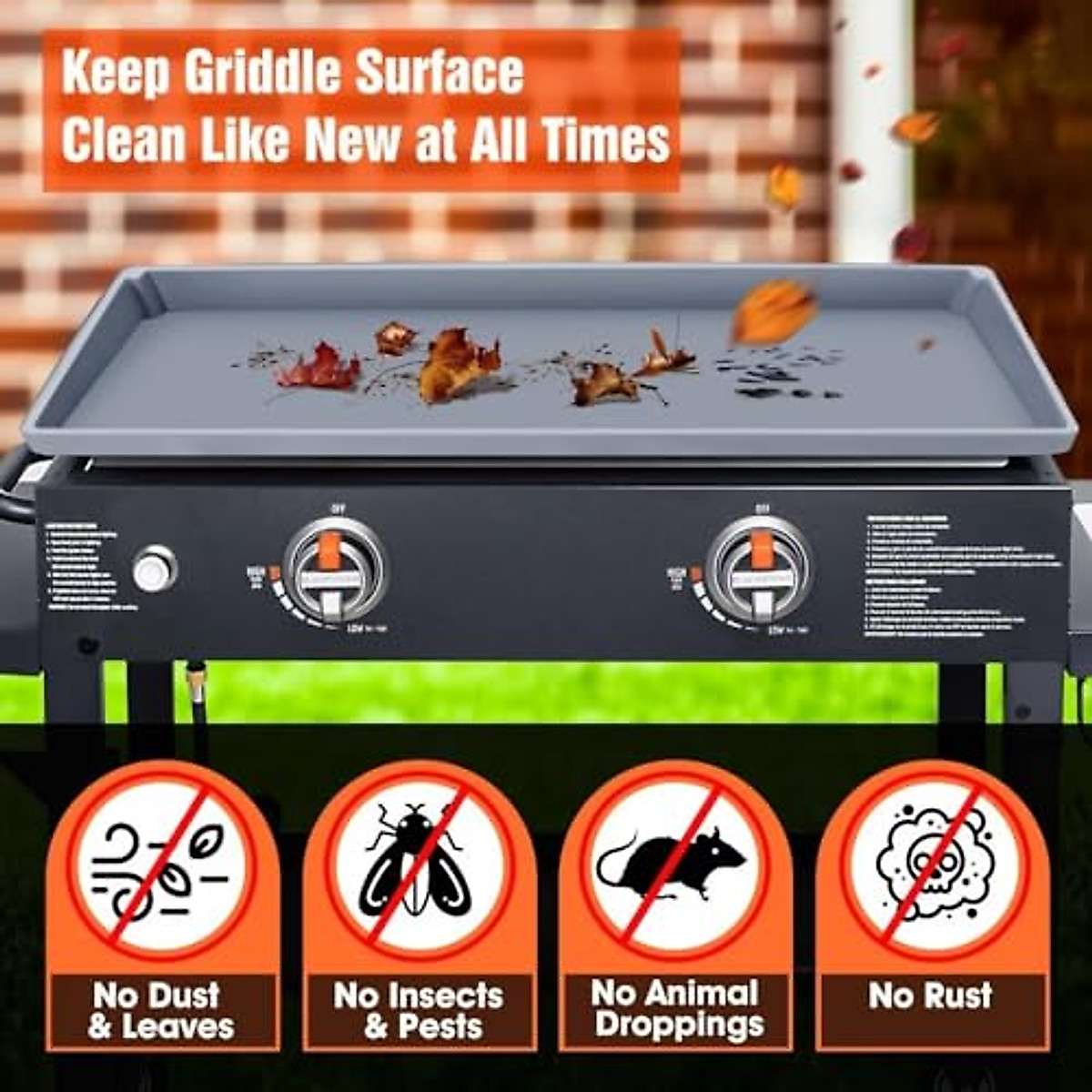 28" Silicone Griddle Mat for Blackstone, Baboies Upgraded Full-edge Grill Top Cover Food-Grade Silicone Mats Outdoor Grilling Reusable (28 inch, Grey)