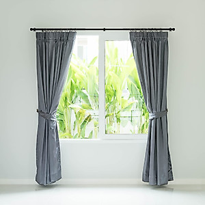 2 Pack Modern Curtain Rod, End Cap Style Design, Curtain Rods for Windows 48 to 84 Inch, Blackout Wrap Around Curtain Rod, Indoor and Outdoor, 48-86 Inch, Black