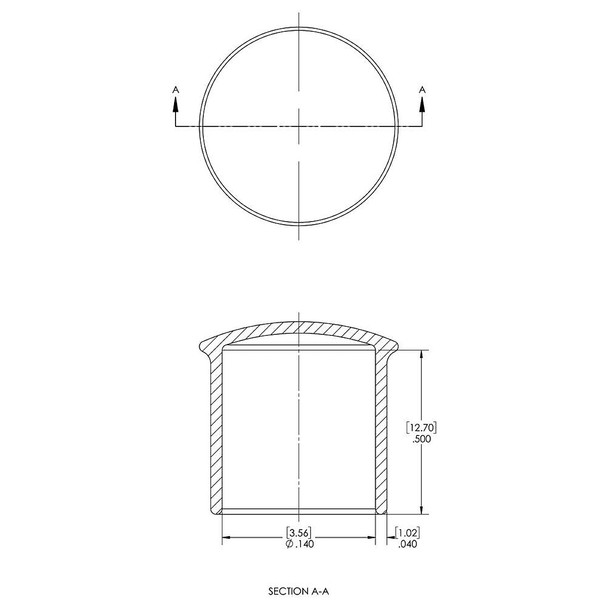 Caplugs 99190257 Plastic Cap with Flanges. VCF-140-8, Vinyl, Cap ID 0.140" Length 0.500", Black (Pack of 1000)