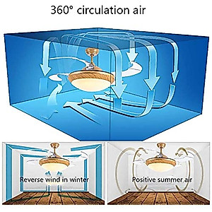 Fashionable chandelier Retro modern industrial chandelier/LED Invisible Ceiling Fans with Lamp,Wood Fan Lights Remote Control Chandelier with Electric Fan Lighting for Bedroom and Restaurant,Whiteligh