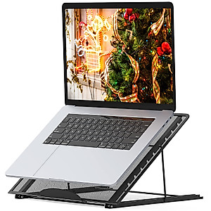 MaxGear Laptop Stand, Ergonomic Mesh Laptop Tablet Stand for Desk, Ventilated Adjustable Portable Laptop Riser, Notebook Holder Stand Compatible with MacBook, Dell XPS, HP, 10-17 inches Laptops, Black