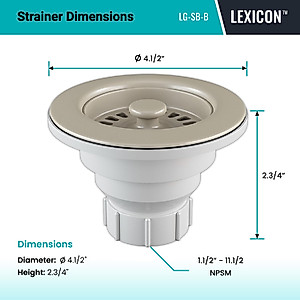 Lexicon Kitchen Sink Color Matched Strainer with Beige Finish, Fits 3.5 Inch Drain Hole LG-SB-B