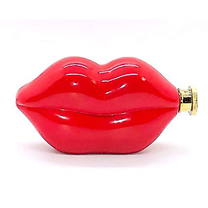 Red Lips Flask - Pucker Kiss Stainless Steel 5 oz. Pocket Flask For Drinks and Alcohol - Travel Picnic Bar Party - Fun Cute & Romantic