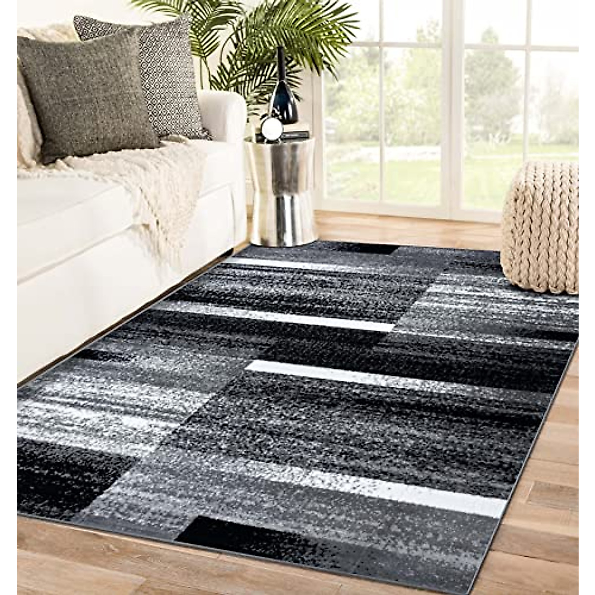 LUXE WEAVERS Gray 5x7 Art Deco Abstract Geometric Area Rug, Medium Pile, Stain-Resistant Carpet