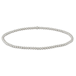Silverly 925 Sterling Silver Stretch Bead Bracelet - Friendship Polished Tiny Ball Beaded Bracelets for Women - Stacker Elastic String Bracelets for Teen Girls - Friend Gifts