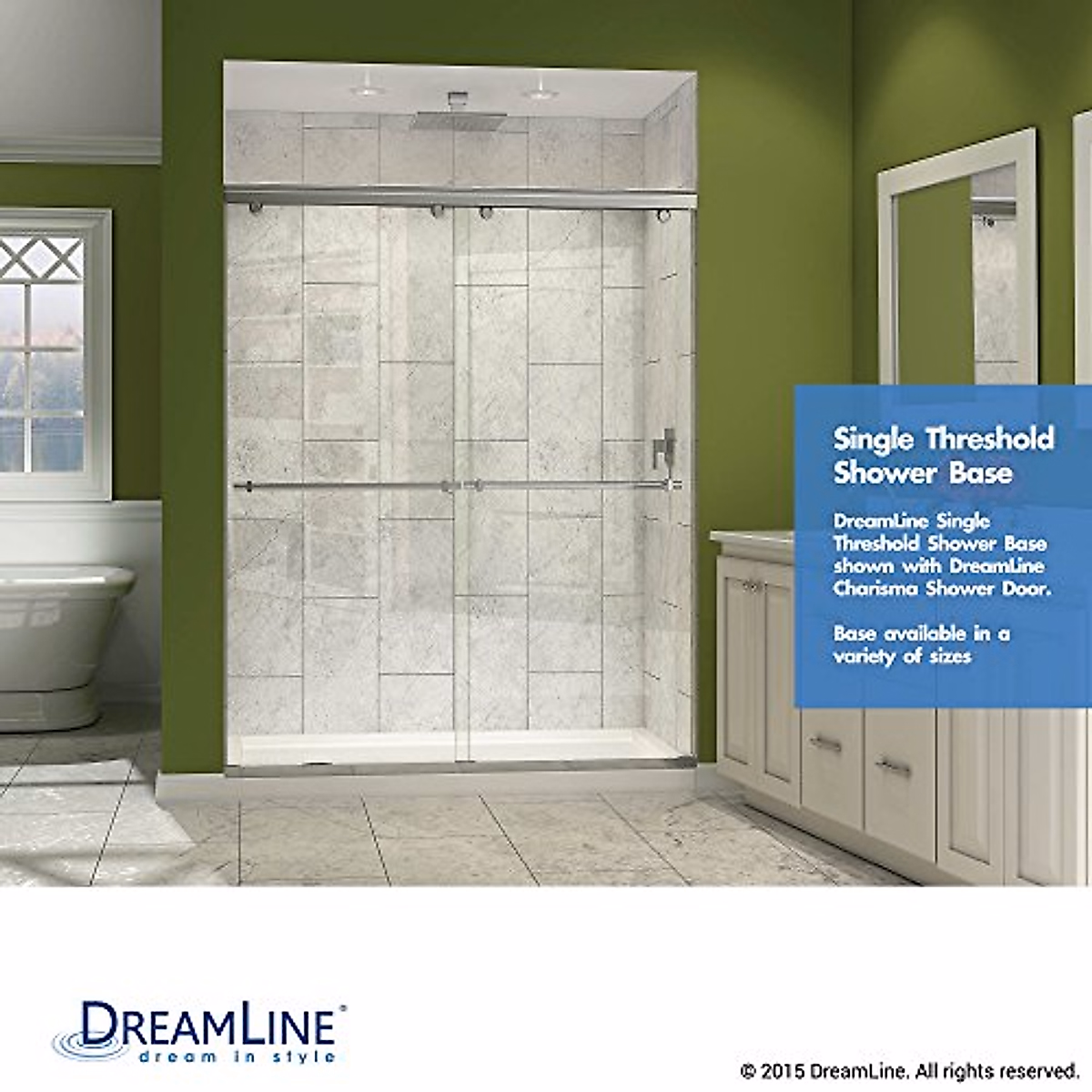 DreamLine SlimLine 36 in. D x 60 in. W x 2 3/4 in. H Right Drain Single Threshold Shower Base in White, DLT-1136602