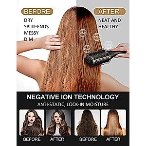 LANDOT Hair Blow Dryer Brush and Volumizer, One-Step Hot Air Brush for Drying, Straightening, Volumizing