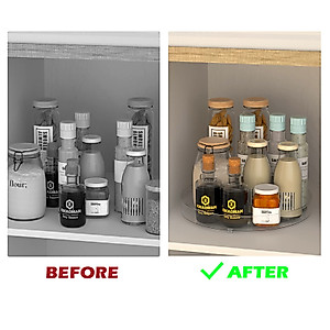 SANNO Lazy Susan Turntable Organizer Cabinet Organizer 12" Divided Lazy Susan Turntable Storage Container for Kitchen Cabinet