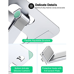 RIWUCT Foldable Laptop Stand, Height Adjustable Ergonomic Computer Stand for Desk, Ventilated Aluminum Portable Laptop Riser Holder Mount Compatible with MacBook Pro Air, All Notebooks 10-16"