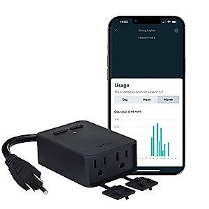Wyze Plug Outdoor, Dual Outlets Energy Monitoring, IP64, 2.4GHz WiFi Smart Plug, Works with Alexa, Google Assistant, IFTTT, No Hub Required, Black – A Certified for Humans Device