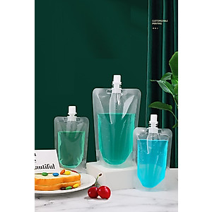 HOUSON 50PCS 16oz Plastic Flasks, Concealable and Reusable BPA-Free Drink Pouches Leak Proof Food Grade For Concerts, Events Sports Travel (500ML + 1 Funnel)