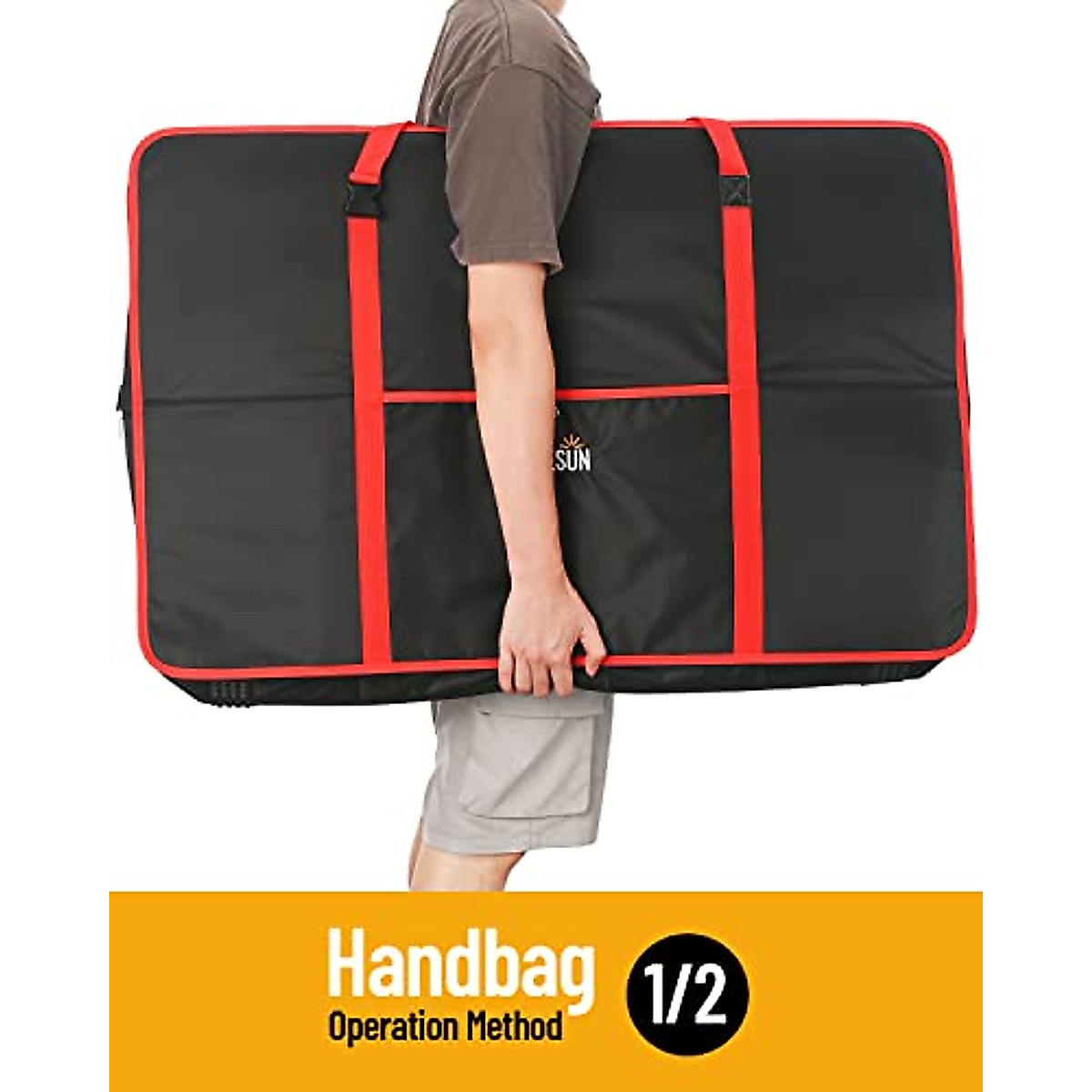 FINESUN Art Portfolio Case 34 x 22 Inches, Art Supply Storage Organizer, Art Bag with Frame Construction& Shoulder Straps, Portfolio Folder for Artwork, Drawings& TV, Standing Black