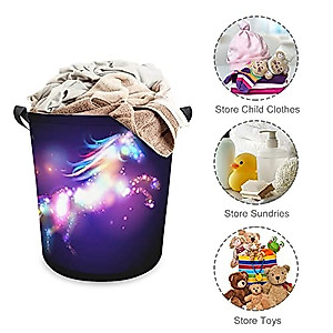 Fantasy Unicorn Large Laundry Basket Hamper Bag Washing with Handles for College Dorm Portable