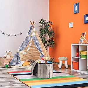 Sorbus Tree Stump Stool, Storage Ottoman 15 Inch Fake Tree Stumps Log Stool Storage, Artificial Tree Trunk, Perfect Footstool Kids Toy Chest, Rustic Log Cabin Decor Bench, Pedestal - Light Gray