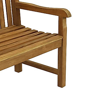 Sunnydaze Solid Teak Outdoor Bench - Light Brown Wood Stain Finish - Mission Style - 59 Inches Long - Patio, Deck, Lawn, Garden, Terrace or Backyard