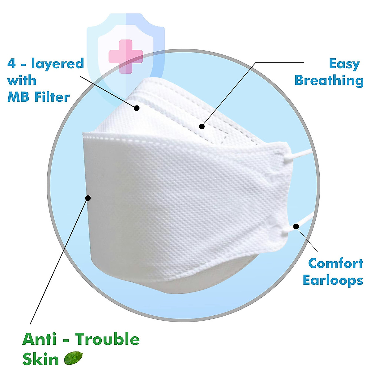 [30Packs]KF-94 - Face Protective Mask for Adult (White) [Made in Korea] [30 Individually Packaged] 4-Layers Premium KF-94 Certified Face Safety Dust White Mask for Adult