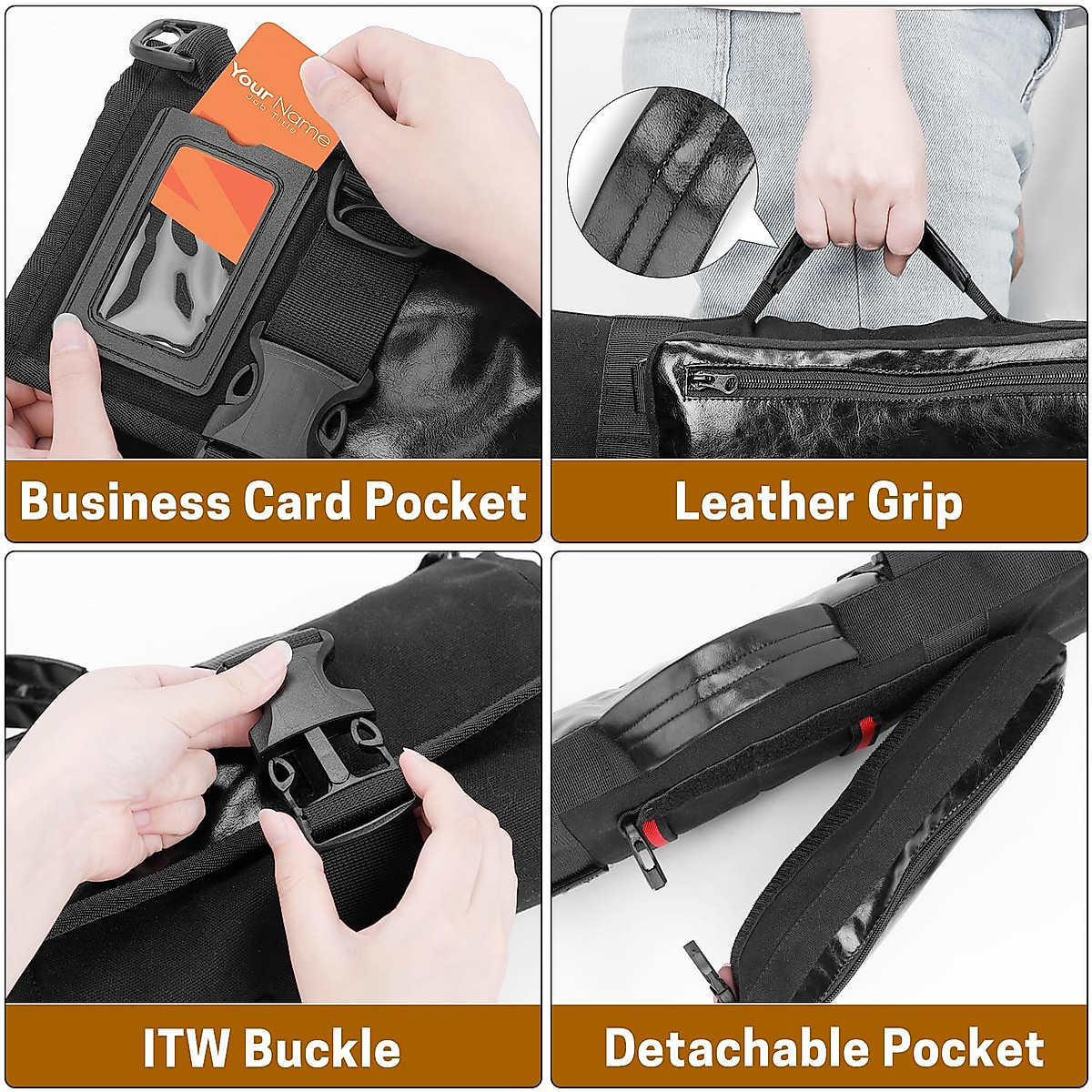 SWISSELITE Chef Knife Roll Bag, Heavy Duty Canvas & Leather Chef Knife Bag, 10 Slots for Knives with Detachable Storage Bag