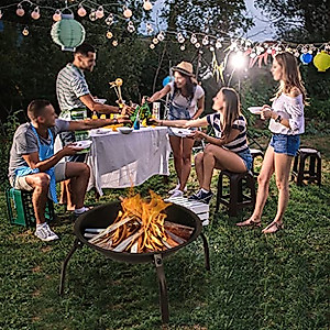 LDCHNH Metal Fireplace Garden Backyard Fire Pit Patio Firepit Stove Brazier Outdoor Fire Pit Cover Poker BBQ Grill Stoves