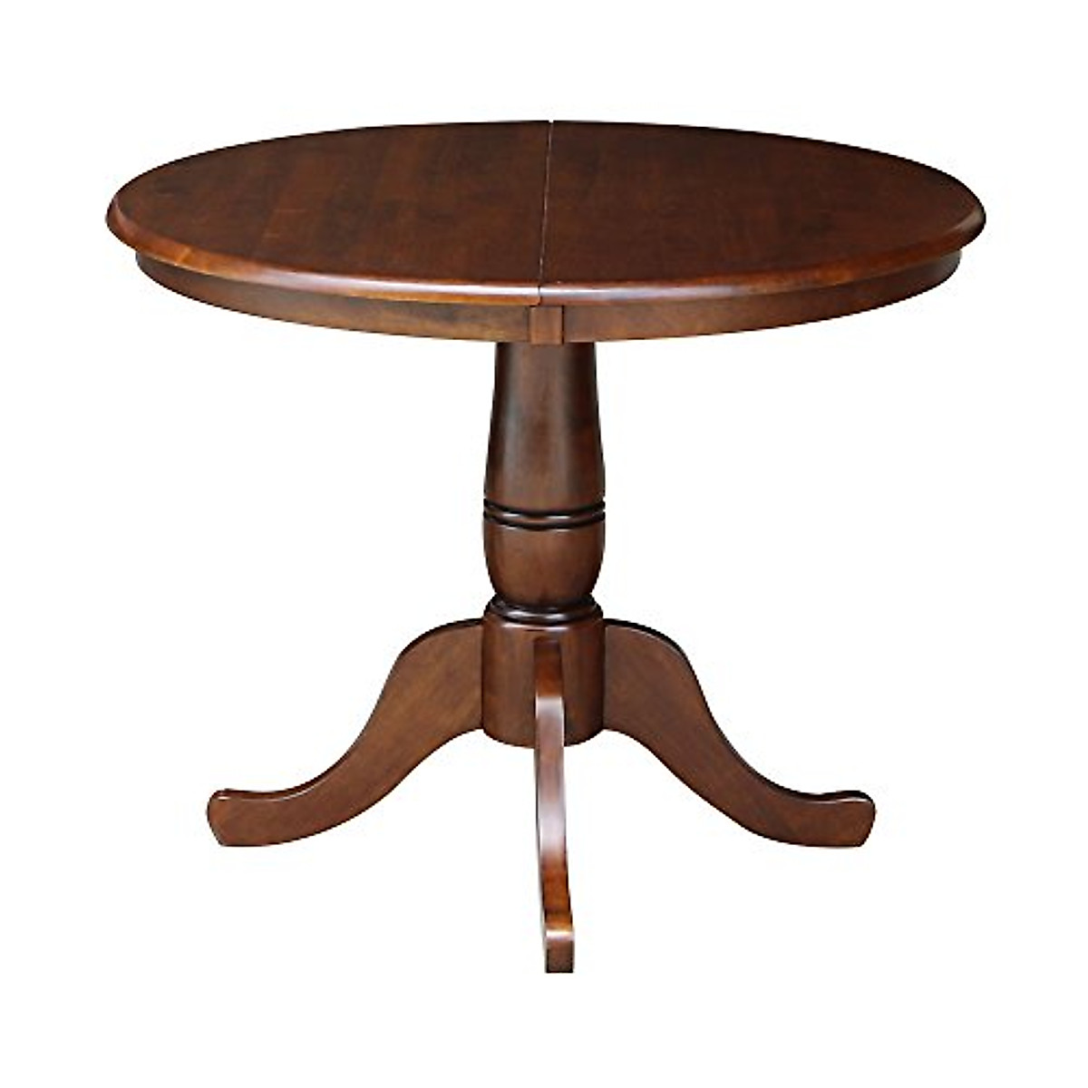 International Concepts Standard Height 36-Inch Round Extension Table with 12-Inch Leaf, Espresso