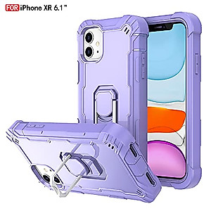 Hitaoyou iPhone 12 Case, iPhone 12 Pro Cases, Heavy Duty 3 in 1 Full Body Rugged Shockproof Hybrid Hard PC Soft Rubber Bumper Drop Protective Girls Women Phone Cases for iPhone 12/12 Pro,Purple