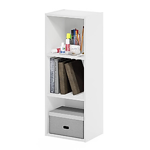 Furinno Pasir 3-Tier No Tool Assembly Open Shelf Bookcase, White